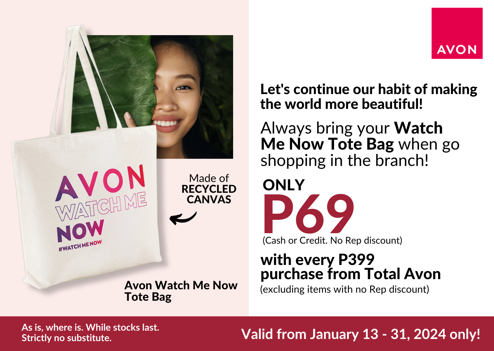 Shop Avon Watch Me Now Tote Bag for